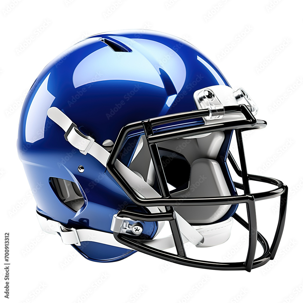 American modern football blue color helmet isolated on transparent ...