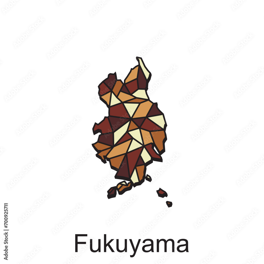 Map City of Fukuyama World Map International vector template with ...