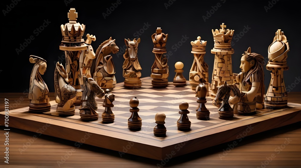International Chess Day 20 July, Closeup of chess board depicted as ...
