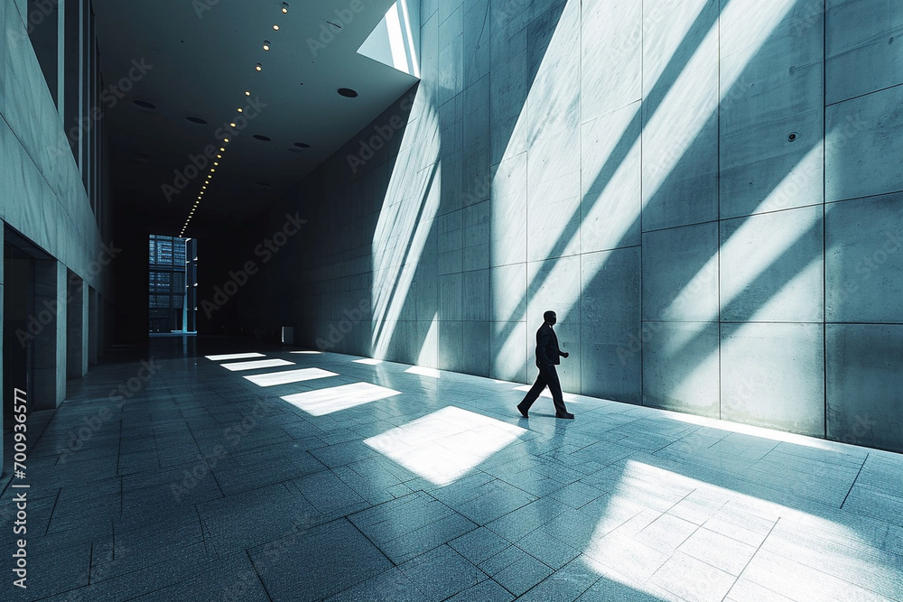 dynamic photo capturing a security guard in motion, patrolling a well ...