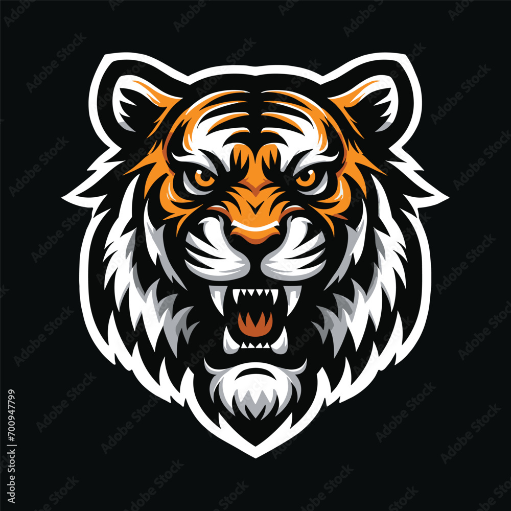 Fierce Tiger Graphic Art with Obscured Face | tiger head gaming logo ...