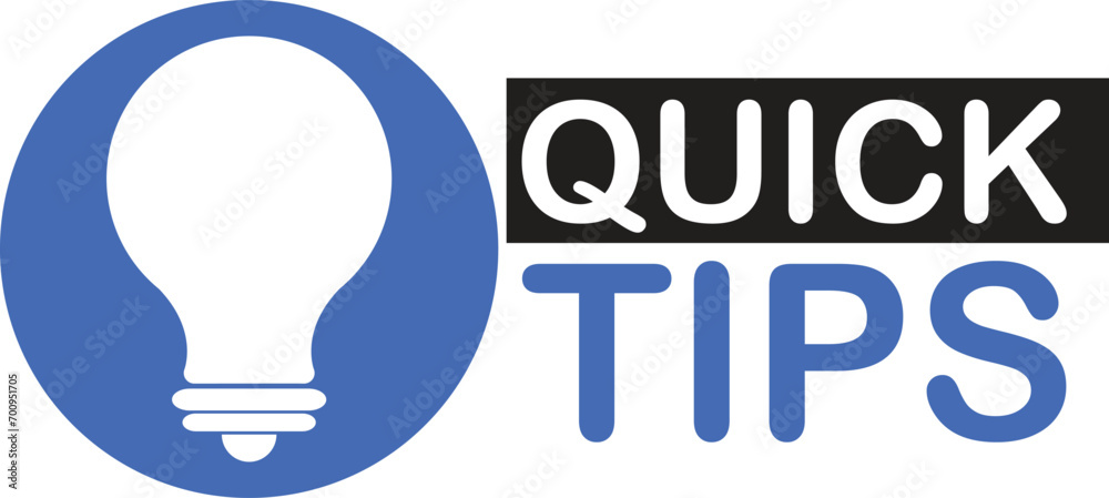 Quick tips icon, Quick tips logo with light bulb. Helpful and top tips ...