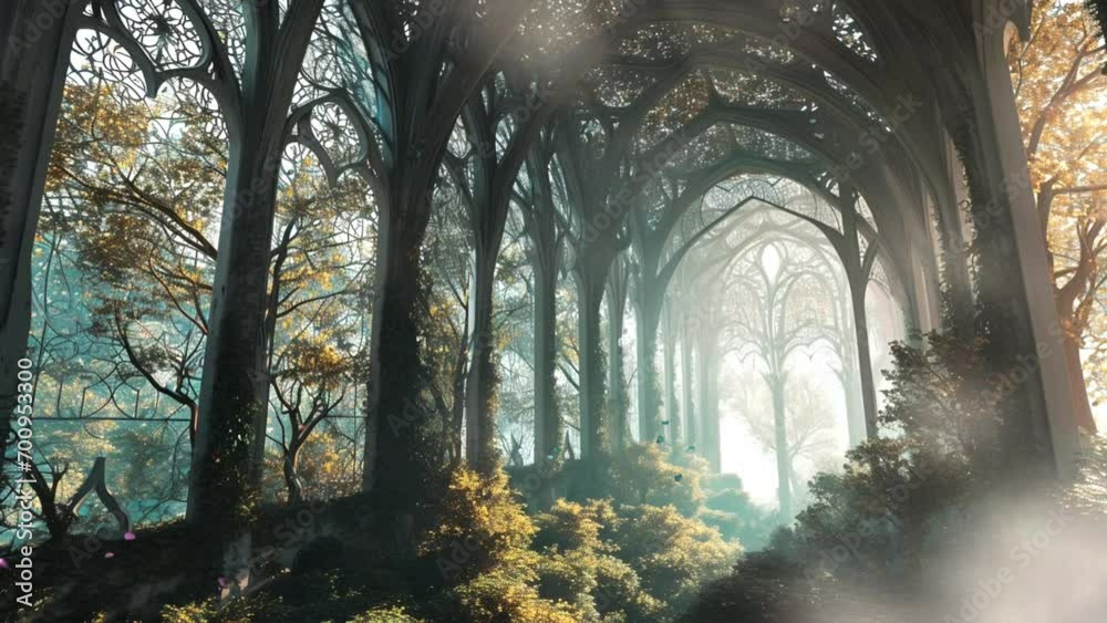 a forest whose trees have branches, loop video background animation ...