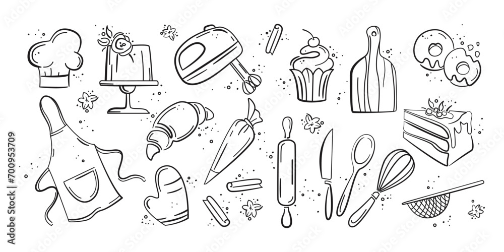 Grafika wektorowa Stock: Cooking, confectioner, baking and pastry. Hand ...