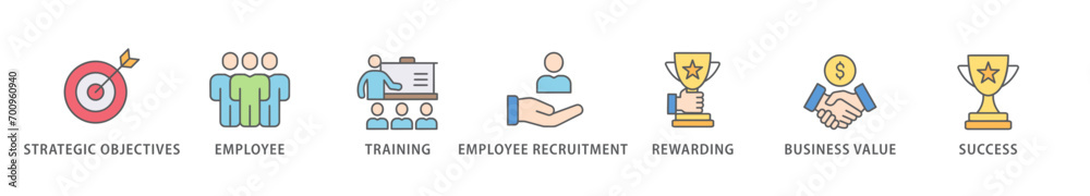 HRM banner web icon vector illustration concept of human resource ...
