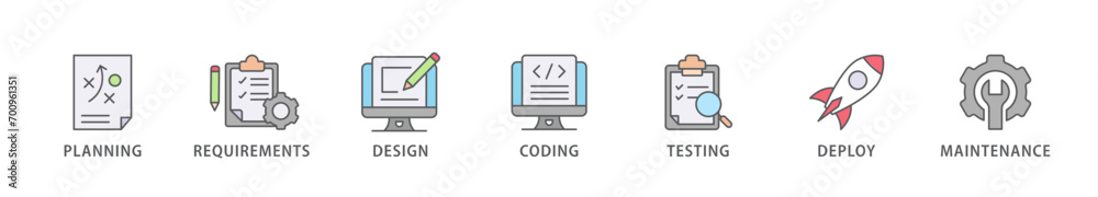 Software development life cycle banner web icon vector illustration ...