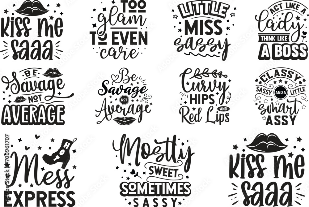 Sassy Quotes SVG Cut Files Designs Bundle Stock Vector | Adobe Stock