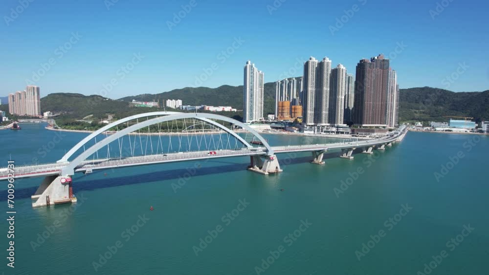 Large-scale sea traffic viaduct bridge Cross Bay Link landmark in Lohas ...