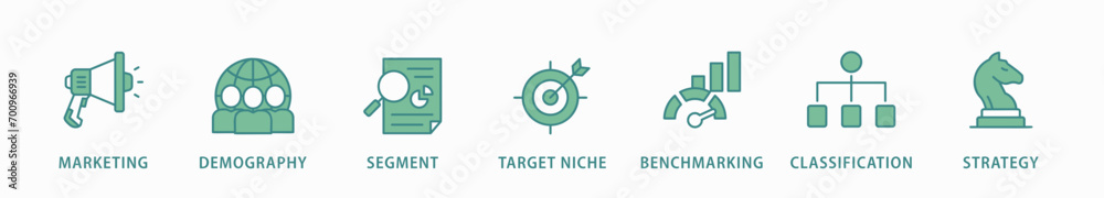 Market segmentation banner web icon vector illustration concept with ...