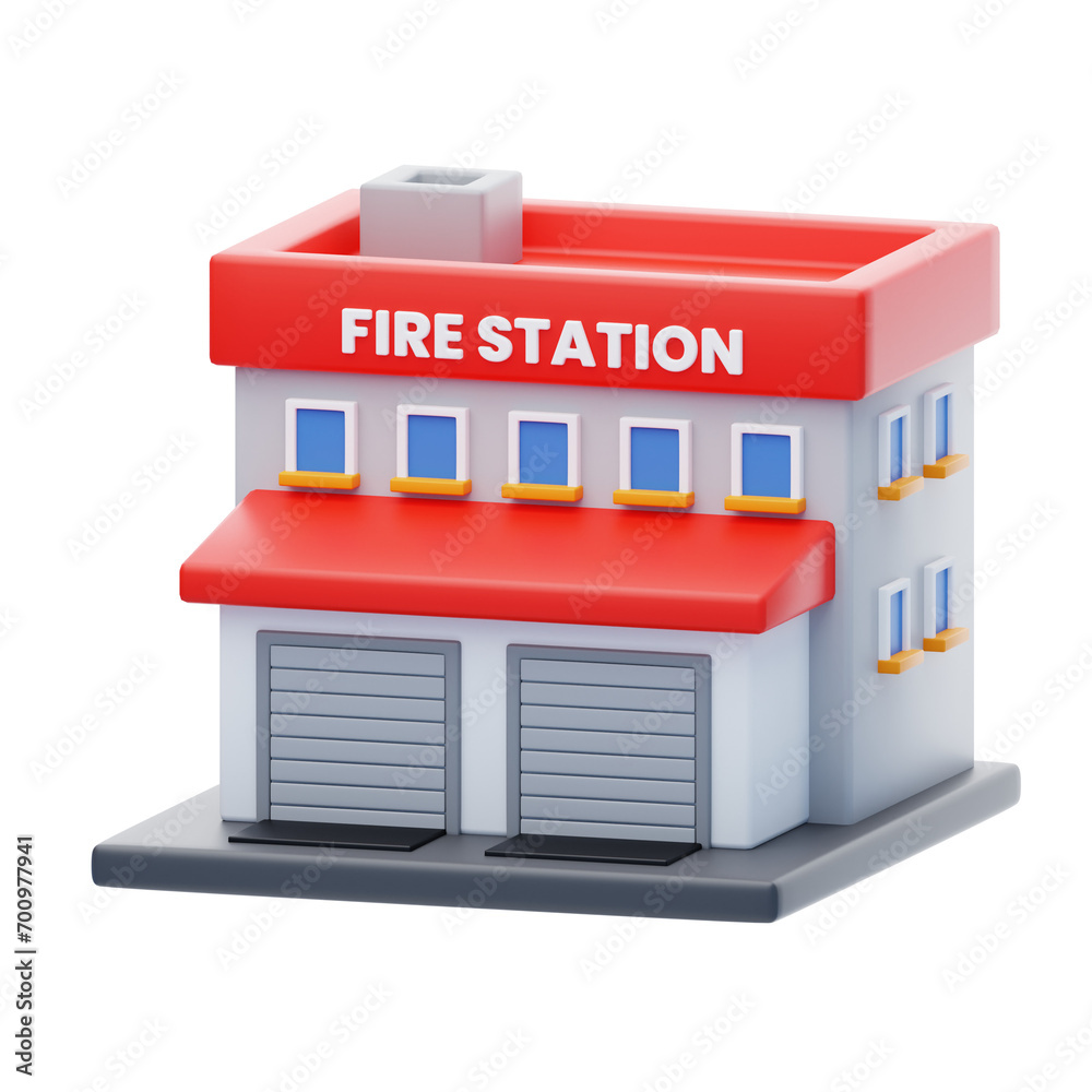 Red Balcony and Gray Building Model for an Eye-catching Fire Station ...