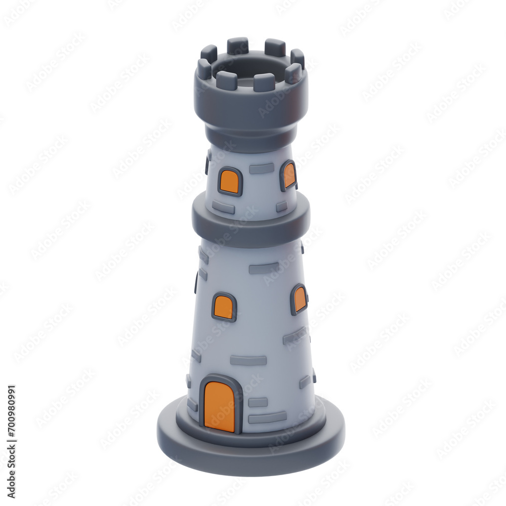 3D Model of a Grey-themed Tower. Grey-colored Tower Model for a Modern ...