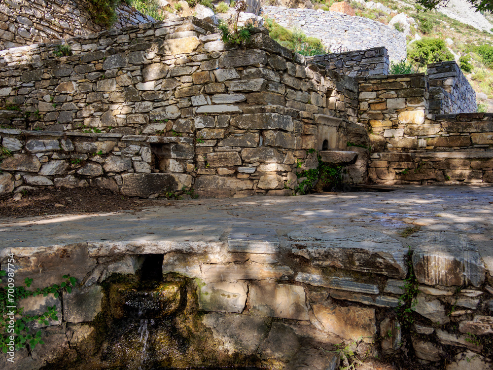Aria Spring, beginning of the trail to Mount Zas or Zeus, Naxos Island ...