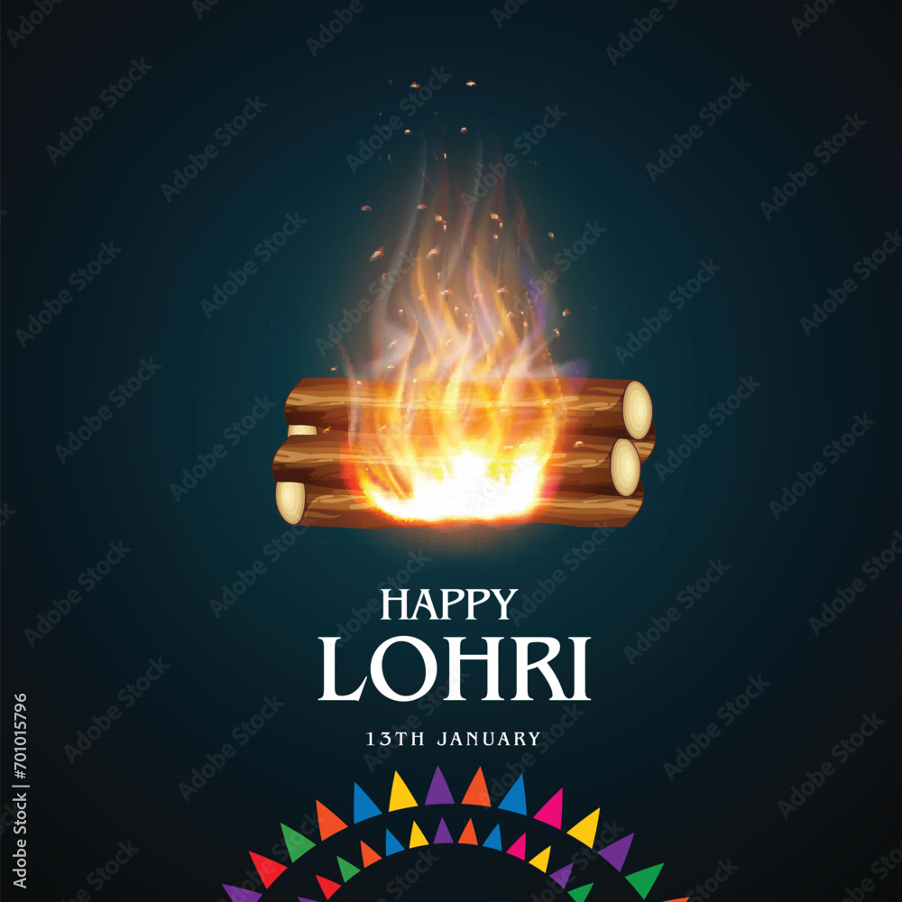 Happy Lohri text. Indian Sikh Festival editable design background ...
