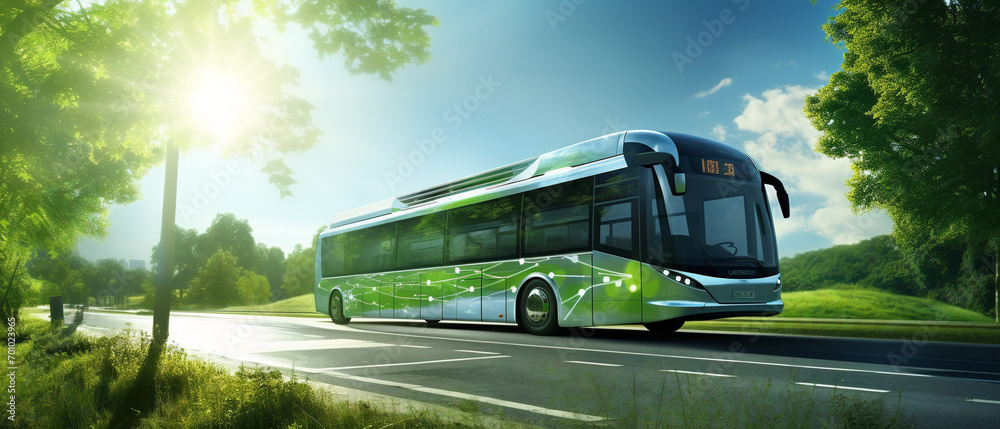 "Eco-friendly buses and trains powered by renewable energy sources for ...