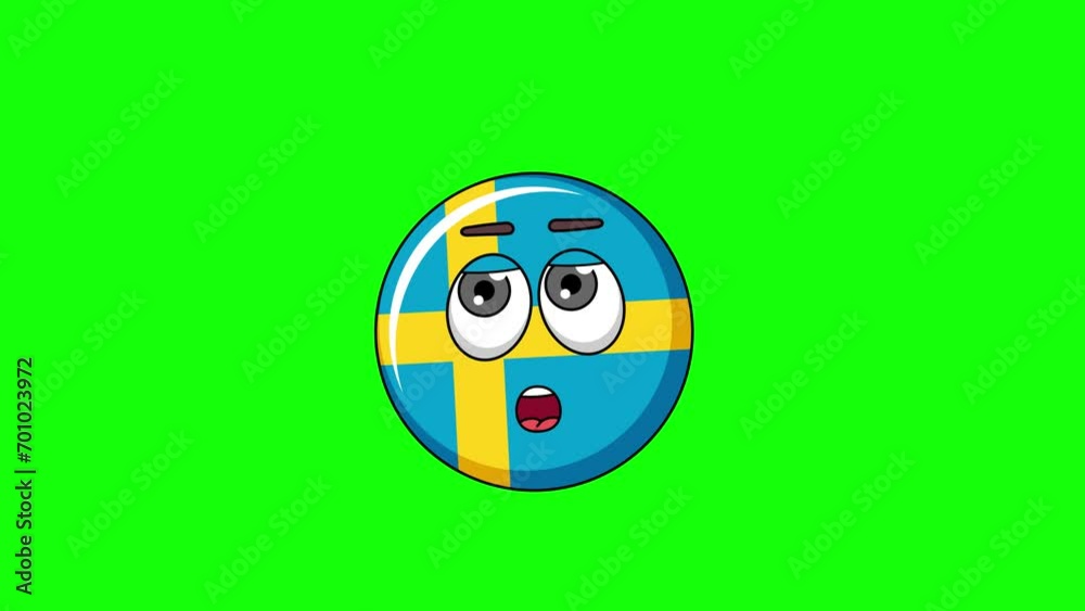 flag of sweden cartoon facing with rolling eye, emoji emoticon ...