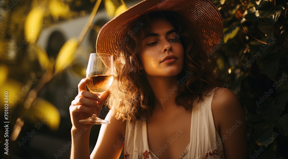 Vineyard Serenity: A Woman Indulging in Wine Tasting Amidst Douro's ...