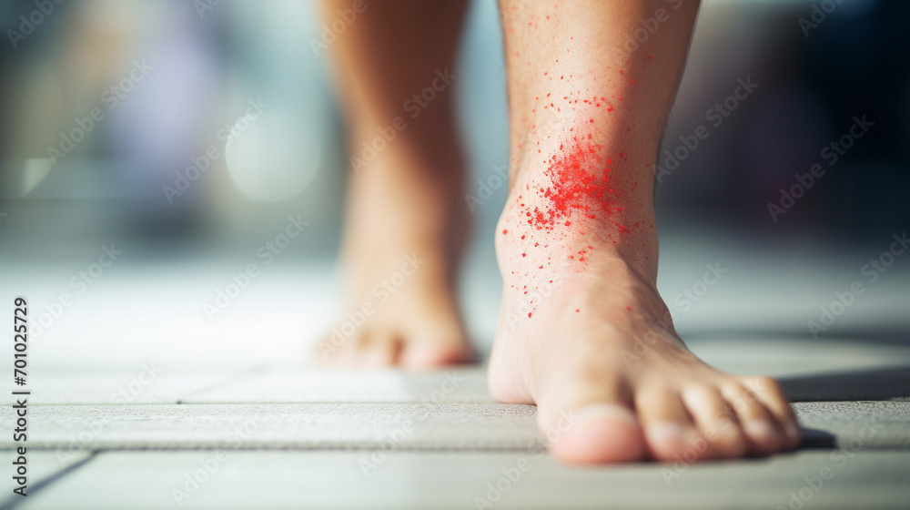 Photo immune allergy on the skin on the leg. red spots on the legs ...