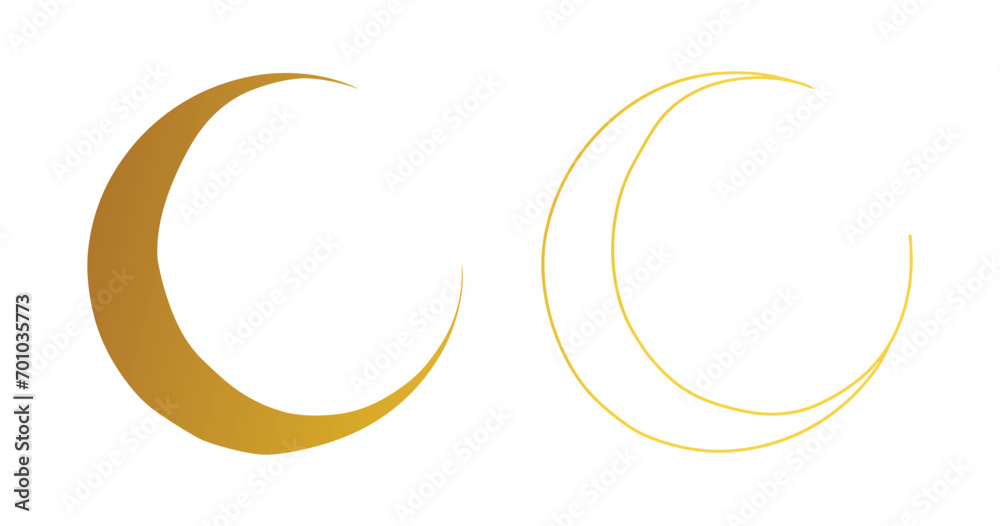 Crescent moon vector set, two moon shapes, celestial bodies, lunar ...