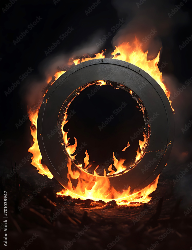 Circle shape Realistic fire ring with fire particles Ai Generated Stock ...