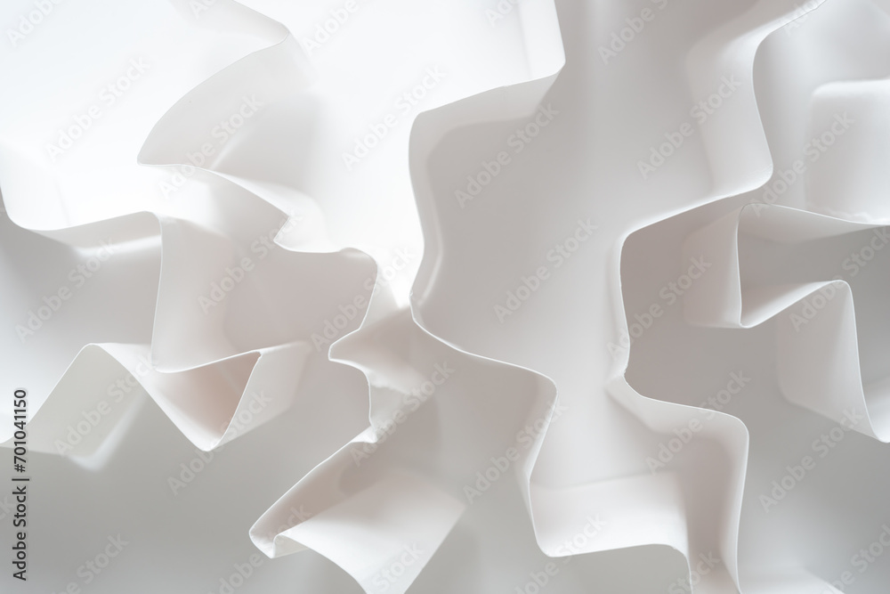 abstract white paper background design featuring rippled paper sheets ...