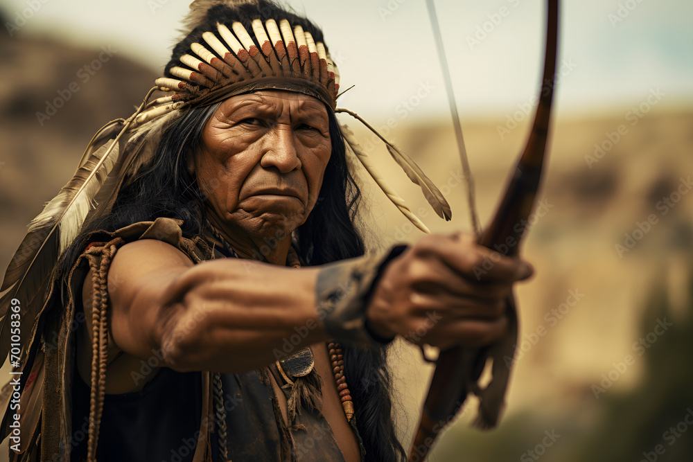 indigenous an with a bow, native american, indigenous people Stock ...