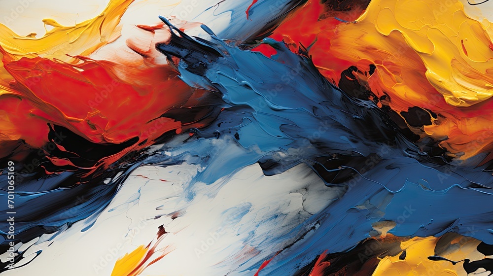 Dynamic Abstract Oil Painting with Bold Brush Strokes in Primary Colors ...