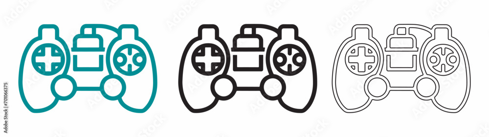 Gamepad icon set. Video game controller, joystick, console icon in flat ...