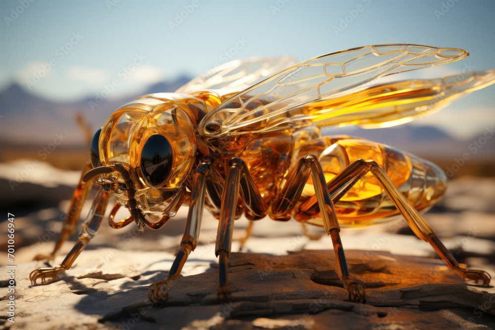 The preserved remains of a prehistoric insect in amber, providing ...