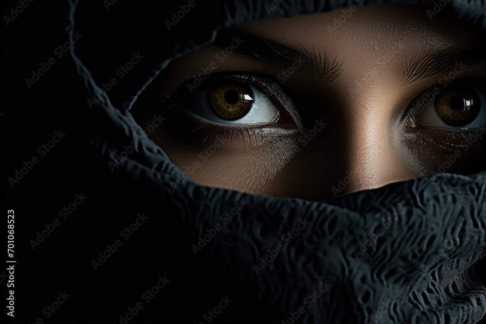 A pair of eyes in the shadows, gleaming with an unsettling intensity ...