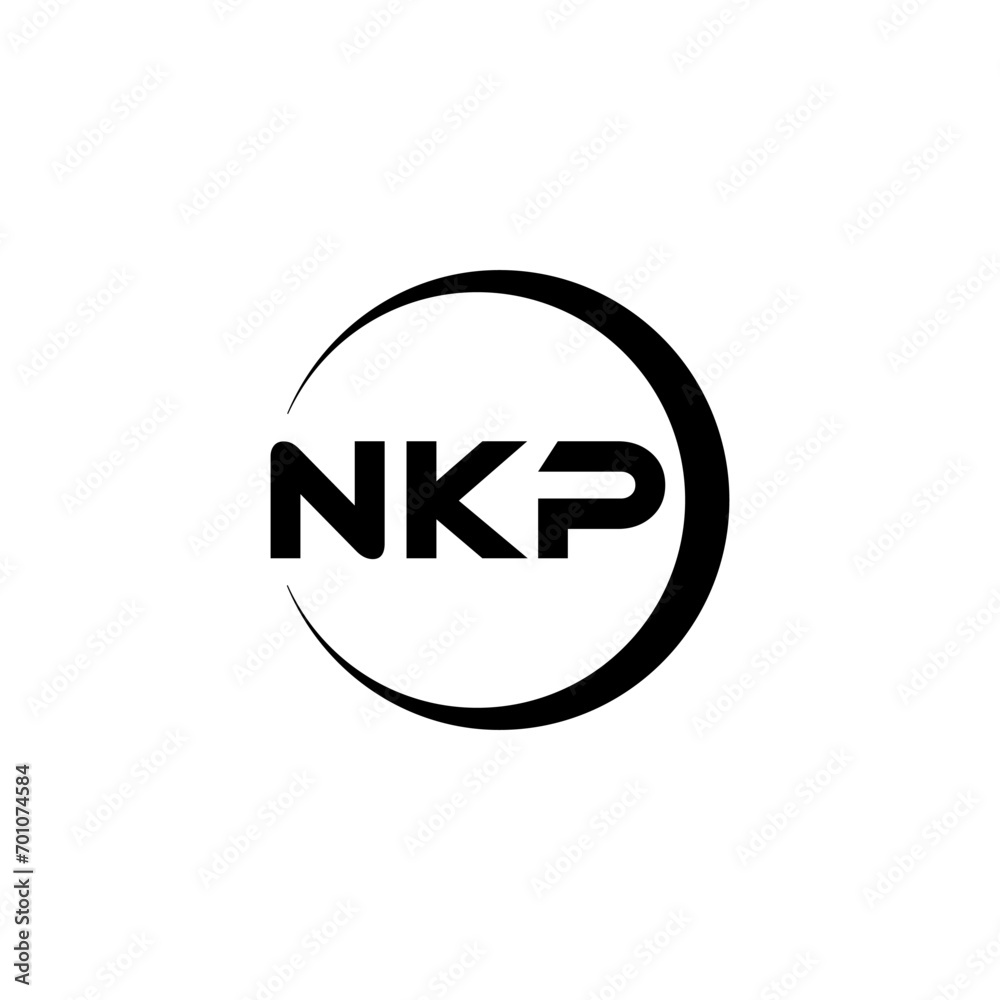 NKP letter logo design with white background in illustrator, cube logo ...