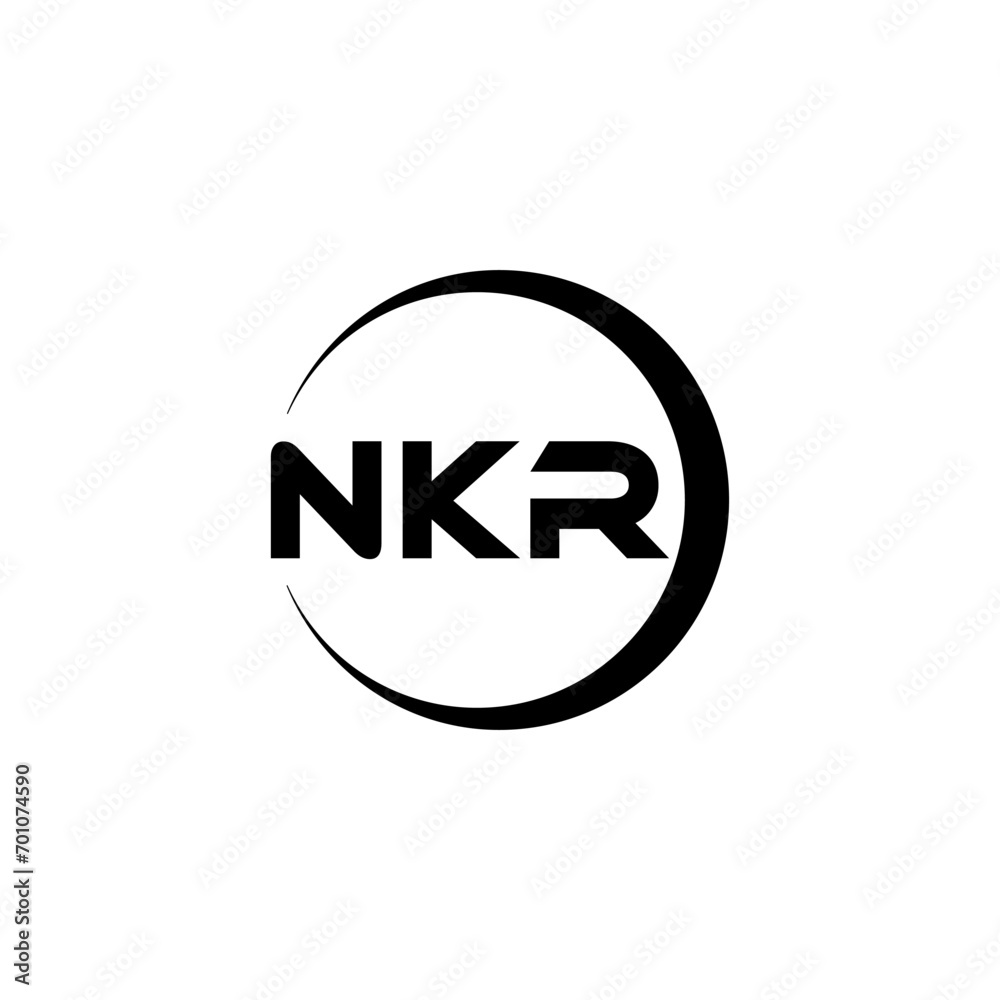 NKR letter logo design with white background in illustrator, cube logo ...