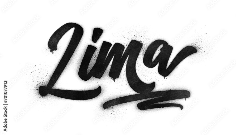 Lima city name written in graffiti-style brush script lettering with ...