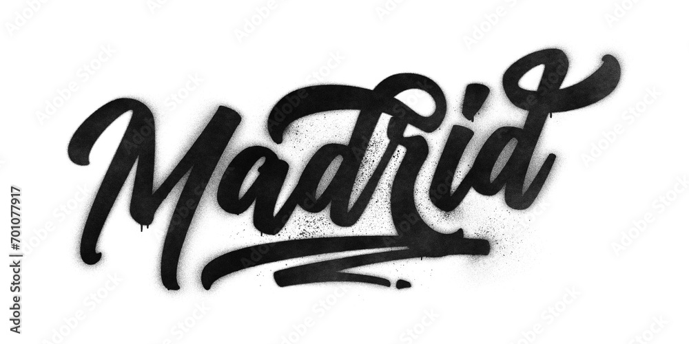Madrid city name written in graffiti-style brush script lettering with ...