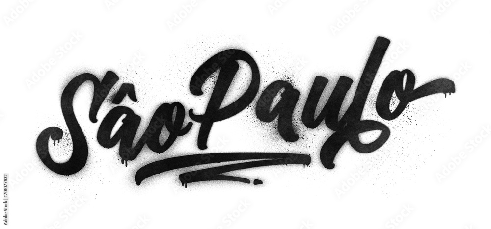 São Paulo city name written in graffiti-style brush script lettering ...
