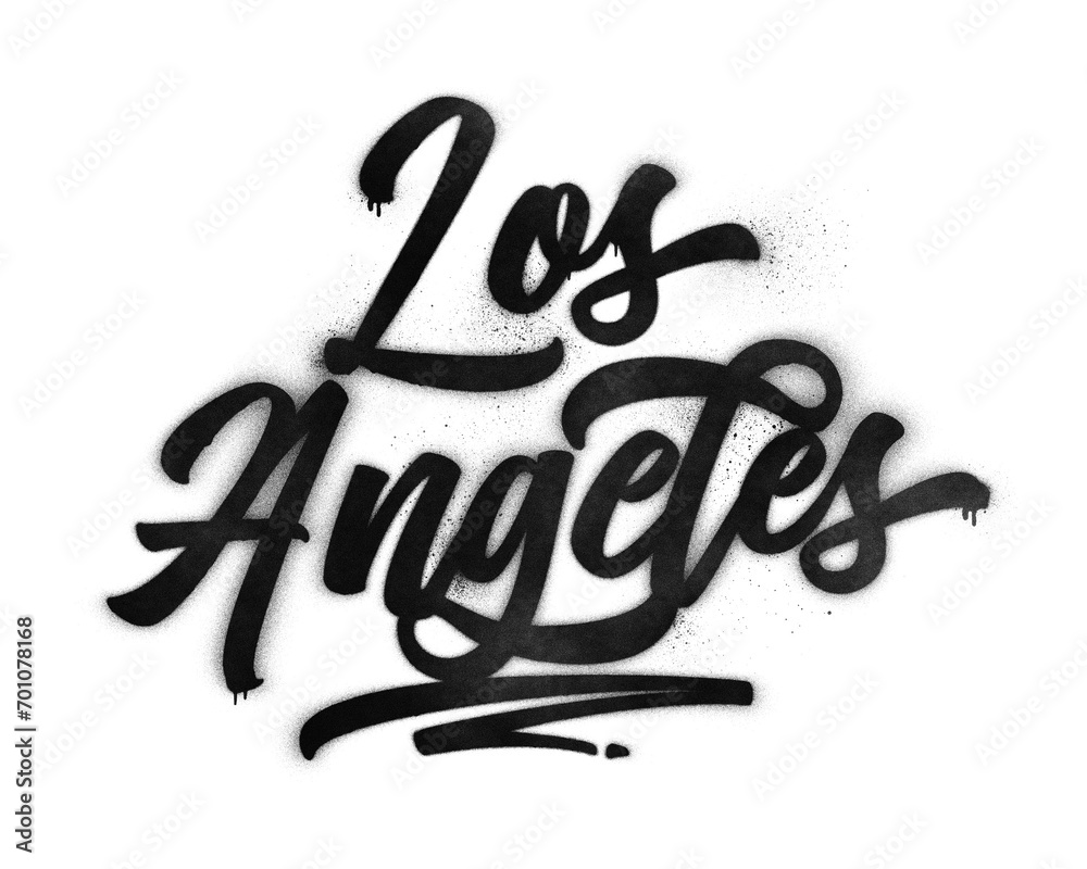 Los Angeles city name written in graffiti-style brush script lettering ...