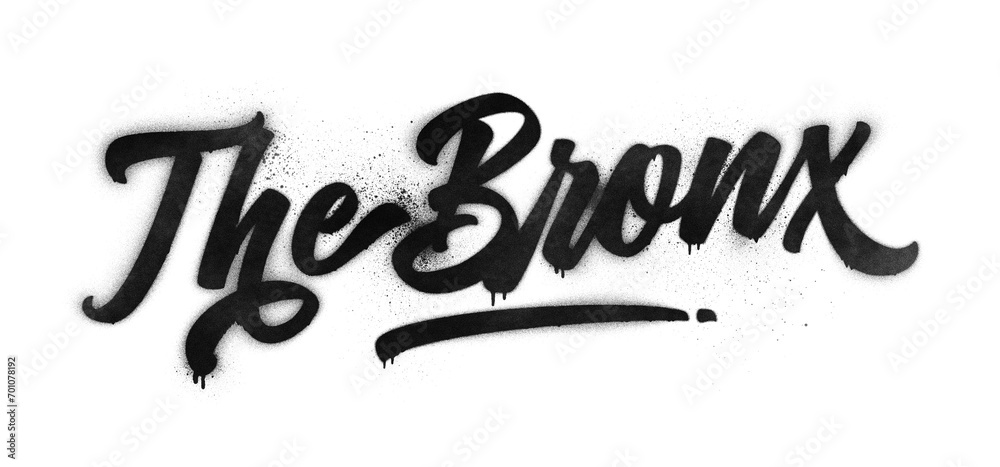 The Bronx borough name written in graffiti-style brush script lettering ...