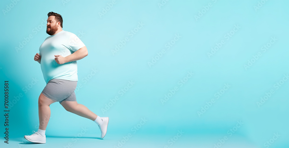 World Obesity day, Fat people running for an exercise, cholesterol ...