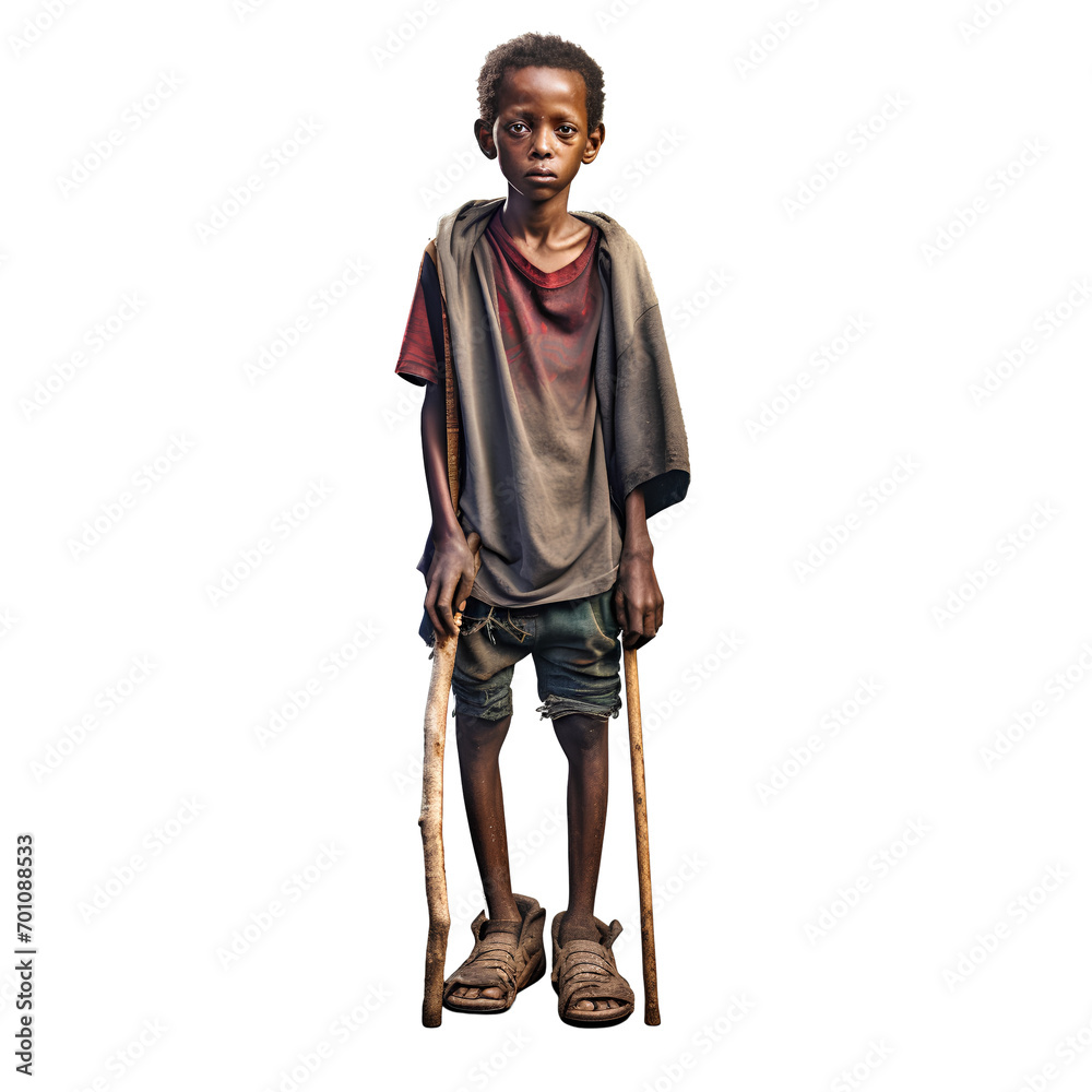 Full body image of poor, starving people in Africa on transparent ...