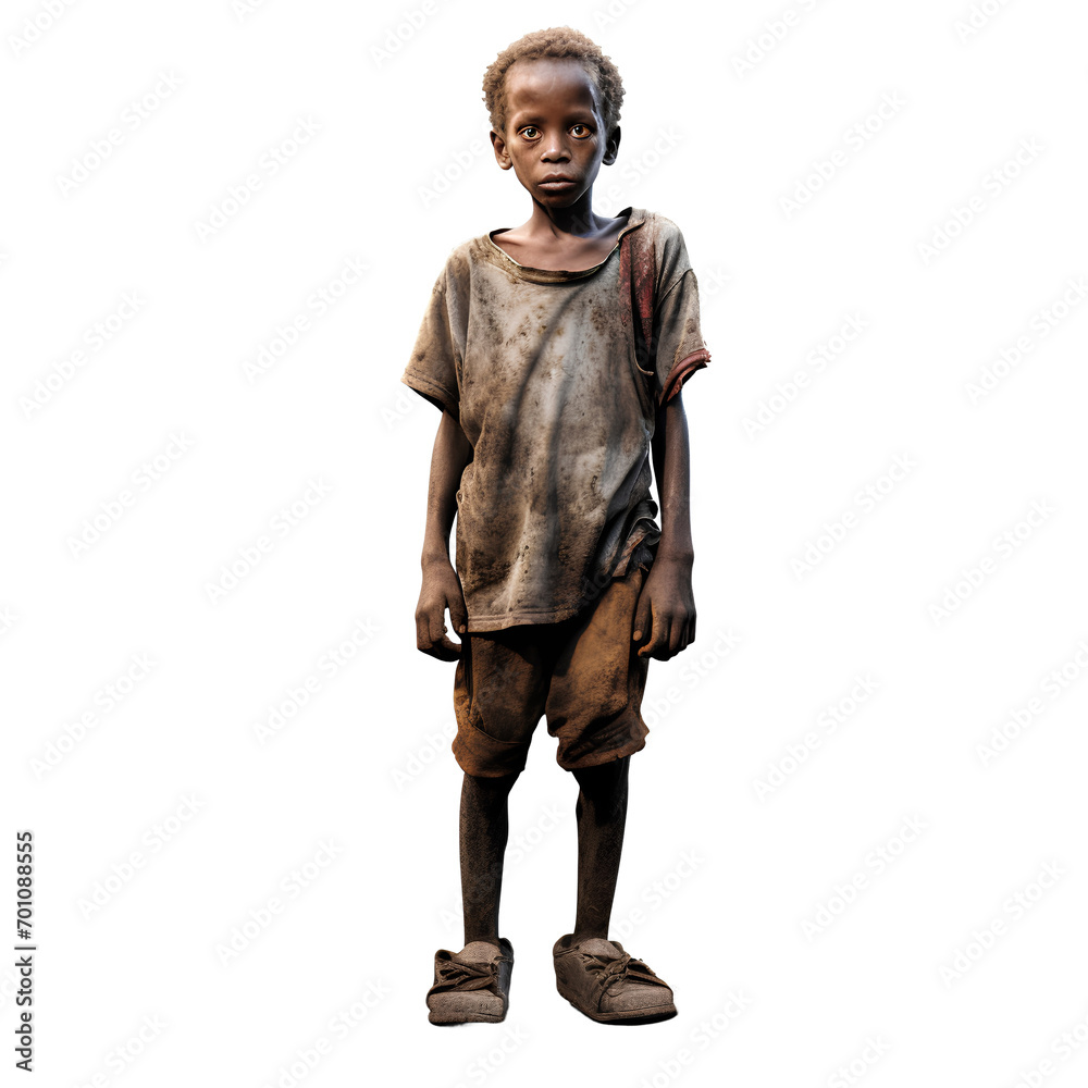 Full body image of poor, starving people in Africa on transparent ...