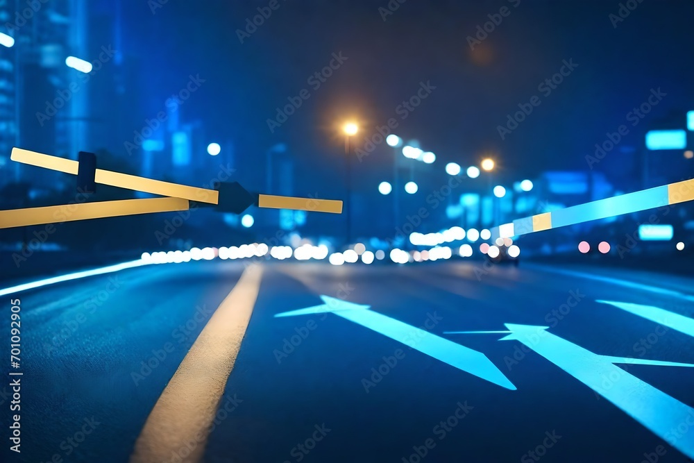 Blue background with traffic arrow. Traffic arrow on background of ...