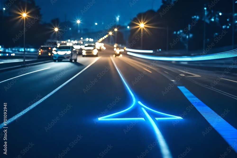 Blue background with traffic arrow. Traffic arrow on background of ...