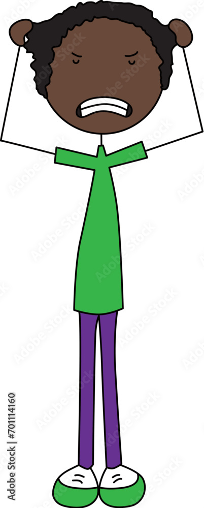 Cartoon illustration of a boy out of control, pulling his hair Stock ...