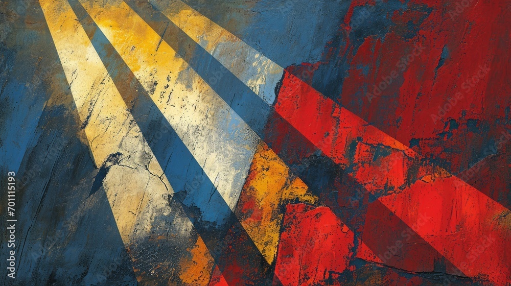 graphic poster with color mozaic in the light, style of studio ghibli ...