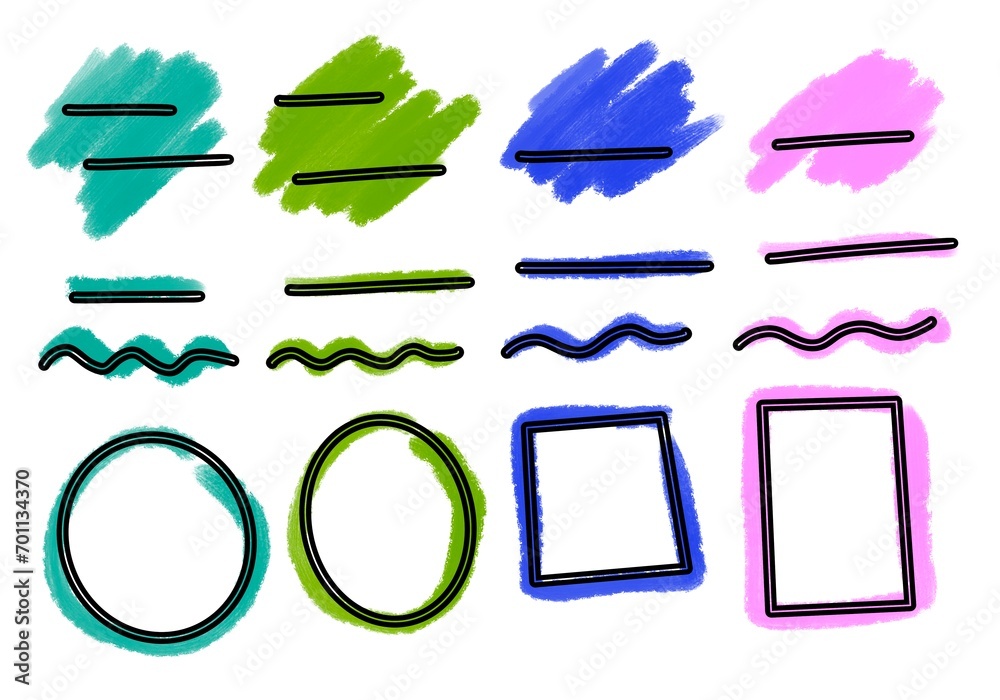 Set markers colored stripes and spots on white background for wrapping ...