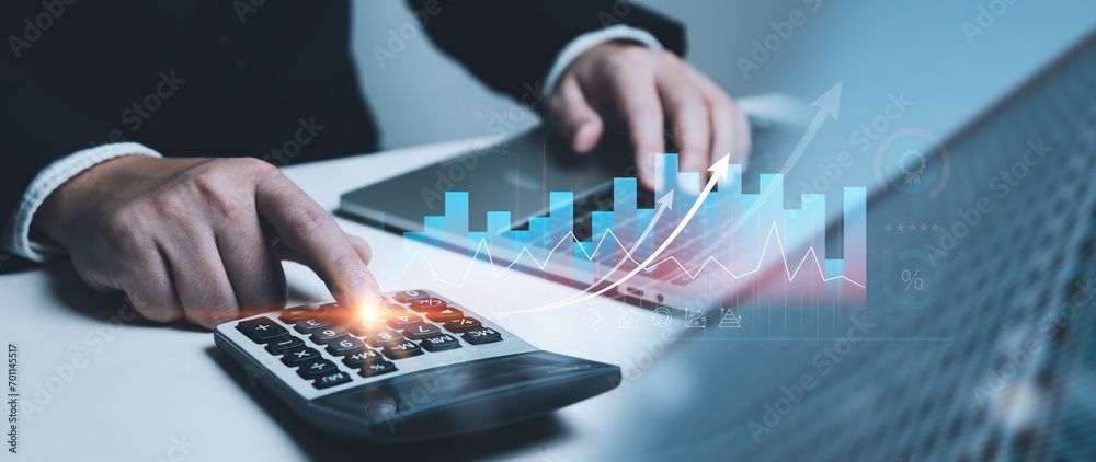 Business strategic growth and performance analysis concept, businessman ...