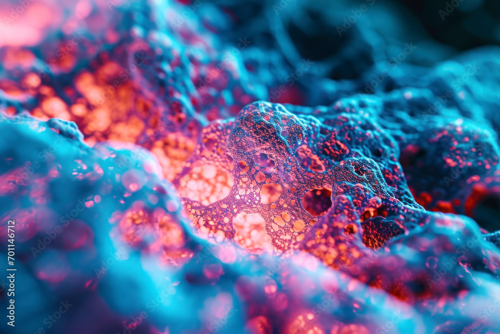 Microscopic cell structure, an abstract medical image capturing the intricate details of ...