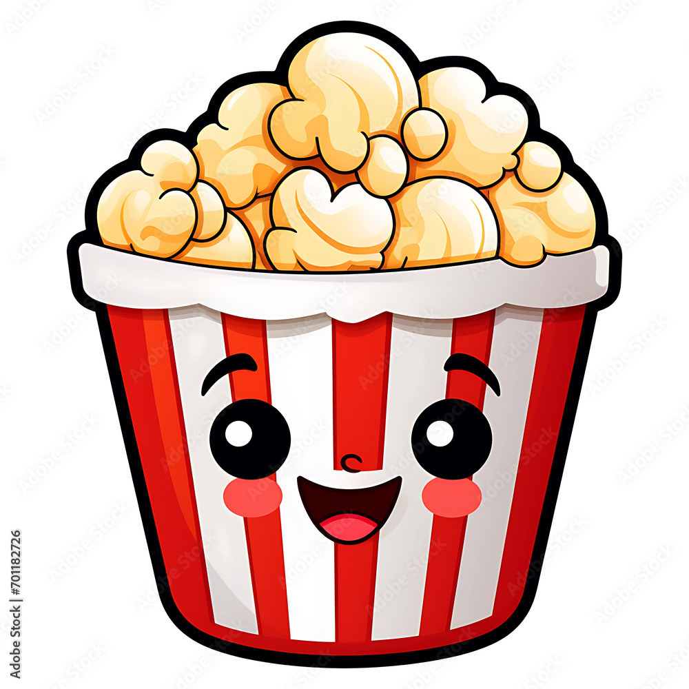 cute kawaii popcorn clipart illustration with transparent background ...