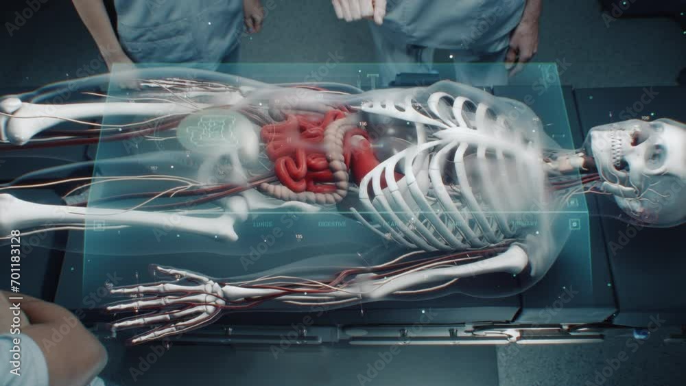 Surgical team work in operating room using virtual holographic display ...
