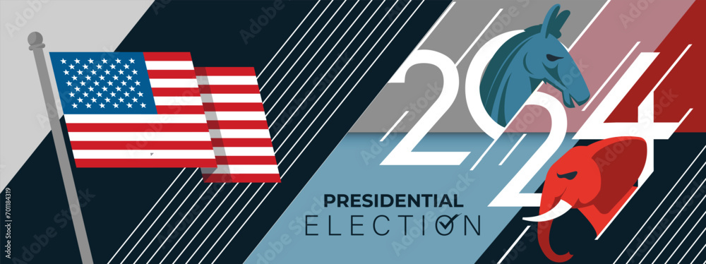 US Presidential Election Banner Background for year 2024. American ...