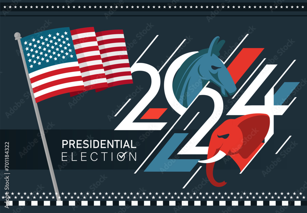 US Presidential Election Banner Background for year 2024. American ...